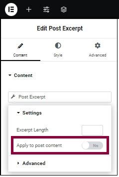 Post Excerpt Widget Elementor