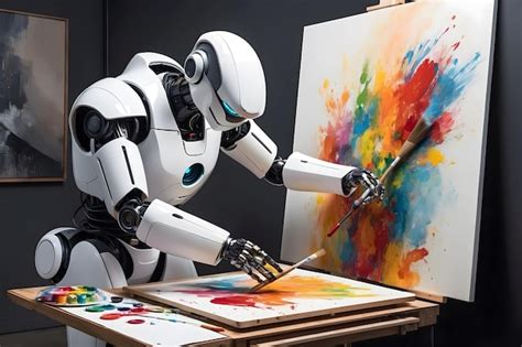Un Concept De Robot Moderne Peignant Comme Un Artiste Photo Premium