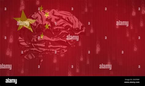 Image Of Flag Of China And Binary Coding Data Processing Over Human