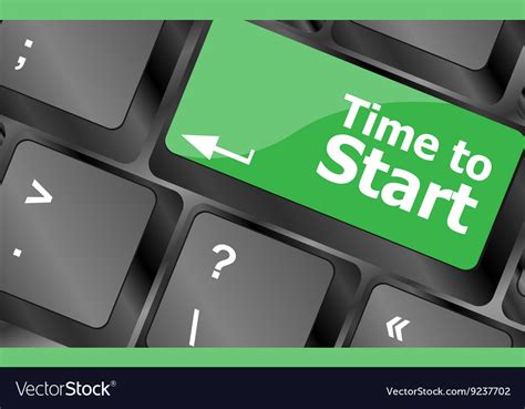 time to start text button on keyboard keys vector image