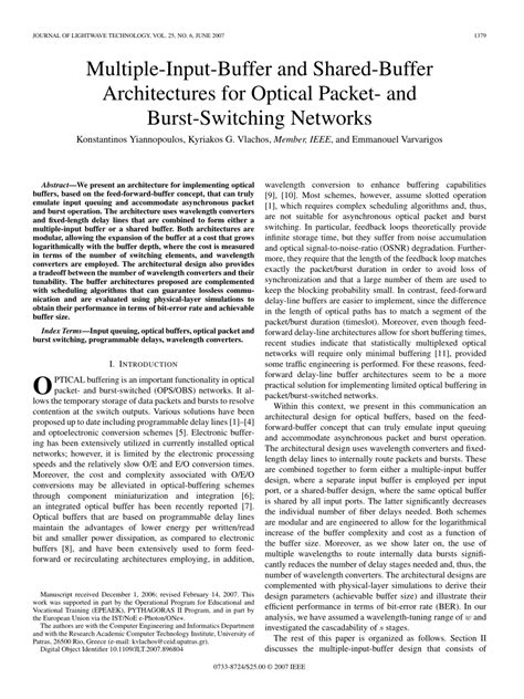 pdf multiple input buffer and shared buffer architectures for optical packet and burst