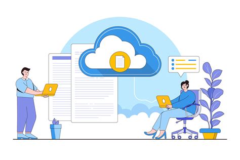 Cloud Computing Concept With Person Accessing Files From The Cloud 24662326 Vector Art At Vecteezy