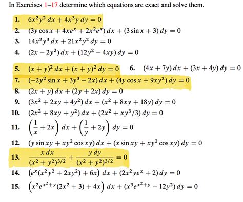 Solved In Exercises 1 17 Determine Which Equations Are Exact