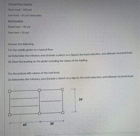 Solved Typical Floor Loading Dead Load 100 Psf Live Load