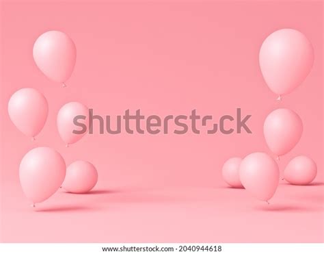 분홍색 파스텔 색상의 풍선과 그림자 미니멀리즘 스톡 일러스트 2040944618 Shutterstock