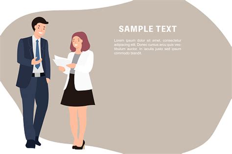 만화 사람들 캐릭터 디자인 배너 템플릿 비즈니스 남자와 여자 서 서 즐겁게 이야기 귀여운에 대한 스톡 벡터 아트 및 기타 이미지