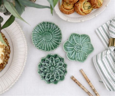 Set 3 Fleurette Green Trinket Dishes Home Accessories And Homewares Home Decor Online From