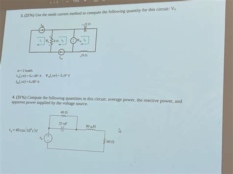 Solved 3 25 Use The Mesh Current Method To Compute The