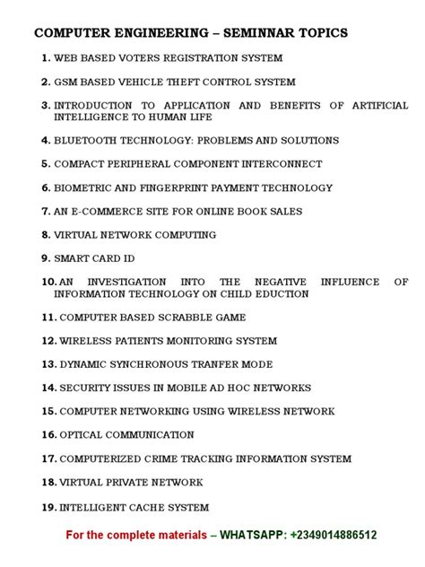 Computer Engineering Seminar Topics B Sc Hnd Pdf Computer Network Wireless Lan