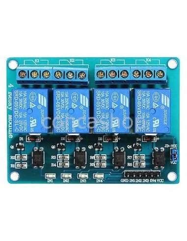 Módulo Relé 5V 4 canales 250V 10A Casa Inteligente ConcaShop
