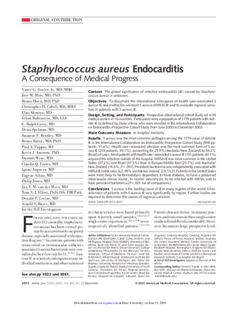 Pdf Staphylococcus Aureus Endocarditis