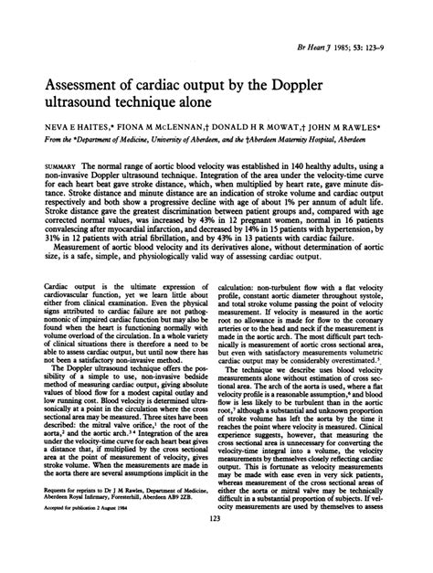 PDF Assessment Of Cardiac Output By Doppler Ultrasound Alone