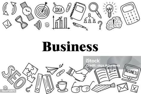 비즈니스 및 금융 요소 동전 계산기 돈의 손으로 그린 배너 낙서 스케치 스타일 디지털 펜으로 그린 비즈니스 요소 배너 전단지 프레임 디자인 템플릿에 대한 그림입니다 낙서