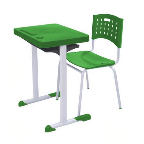 Kit Escolar Individual Azul Mesa E Cadeira Adulto Tampo PlÁstico Cor Verde Realplast