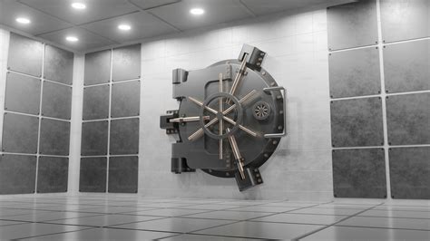 A Large Bank Vault Door In A Modern Room Photo Building Image On