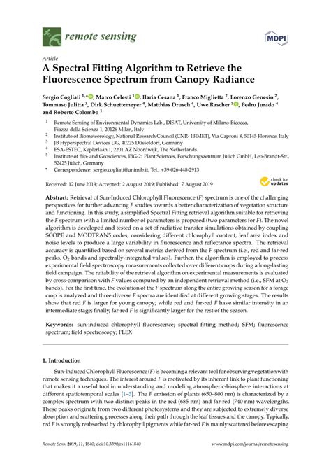 Pdf A Spectral Fitting Algorithm To Retrieve The Fluorescence