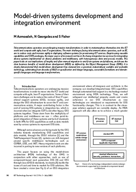 Pdf Model Driven Systems Development And Integration Environment