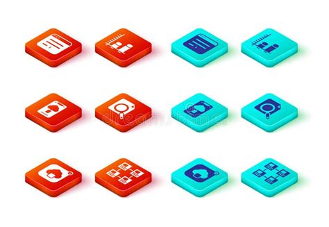 Set Cloud Technology Data Transfer Hierarchy Organogram Chart Search
