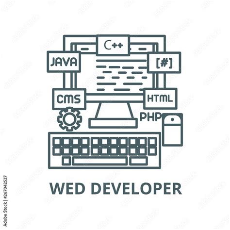 Programmingcodingwed Developer Vector Line Icon Outline Concept