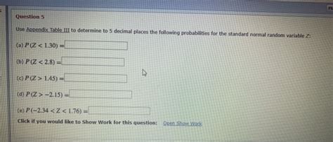 Solved Fu Question 5 Use Appendix Table Iii To Determine To