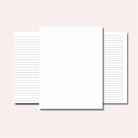 Printable Notebook Paper Styles Black Color Digital Pdf Etsy