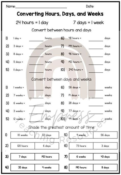 Converting Between Units Of Time A Numeracy Worksheets