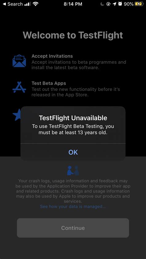 Cant Use Testflight It Says I Must Be Older Than 13 But Im Almost 14
