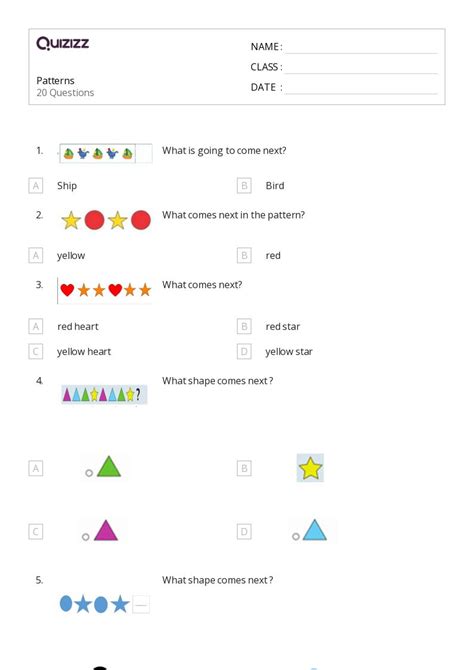 50 Shape Patterns Worksheets For 2nd Grade On Quizizz Free And Printable
