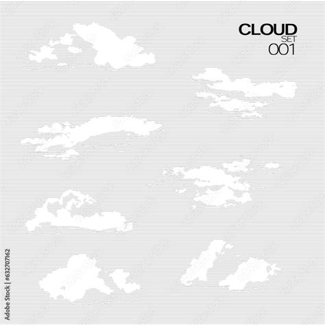 Minimal Style Cad Cloud Line Drawing In Sky Side View Set Of Graphics