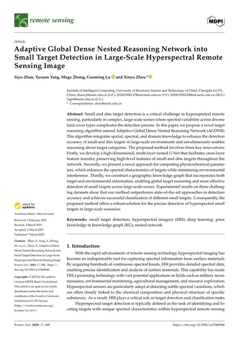 Pdf Adaptive Global Dense Nested Reasoning Network Into Small Target Detection In Large Scale