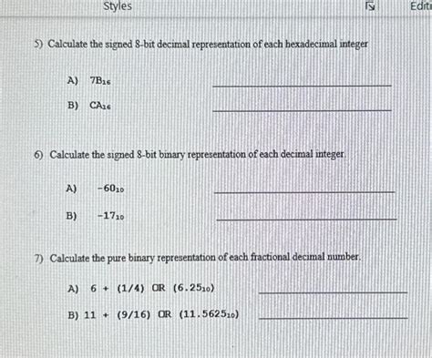 Solved 5 Calculate The Signed S Bit Decimal Representation Chegg Com