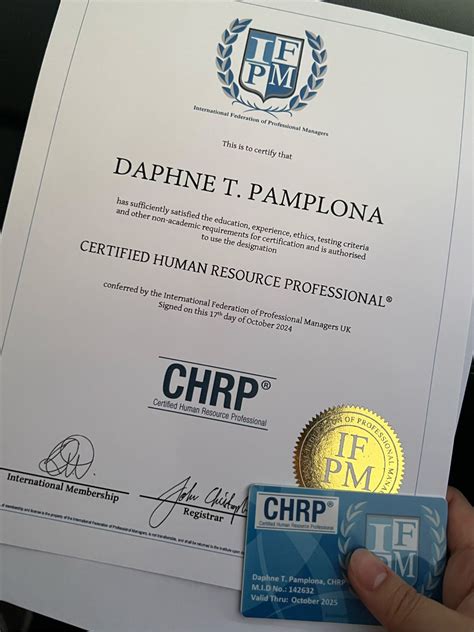 Daphne Pamplona Chrp®️ Ifpm On Linkedin Ive Officially Earned My