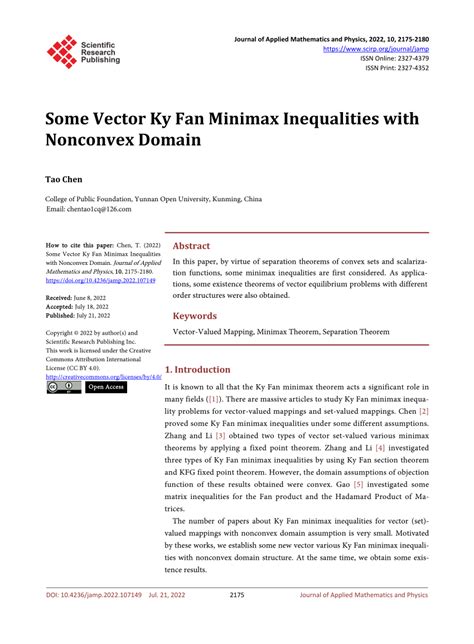 Pdf Some Vector Ky Fan Minimax Inequalities With Nonconvex Domain