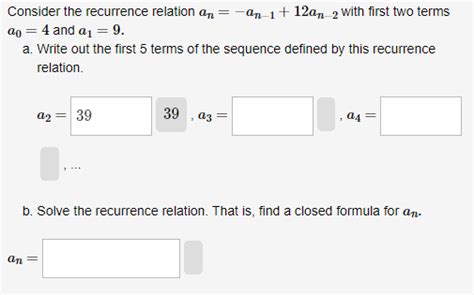 solved consider the recurrence relation an −an−1 12an−2 with