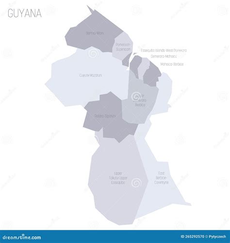 Guyana Political Map Of Administrative Divisions Stock Vector