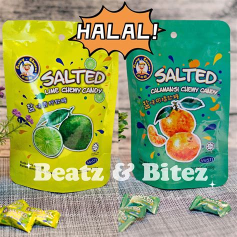 Halal Salted Calamansi Lime Chewy Candy Gula Gula Kenyal Masin 100g