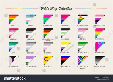 Lgbtq Sexual Identity Pride Flags Collection Stock Vector Royalty Free Shutterstock