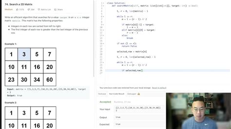 Search A 2d Matrix Neetcode150 Series 47 Of 150 Leetcode Youtube