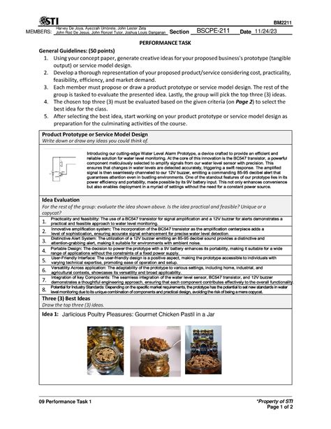 09 Performance Task 1 Bm 09 Performance Task 1 Property Of Sti Page