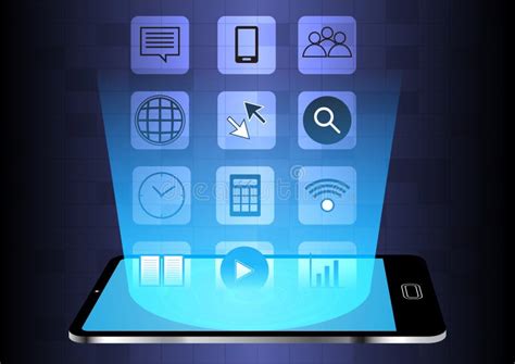 Abstract Hologram Application With Smartphone Vector Concept Design