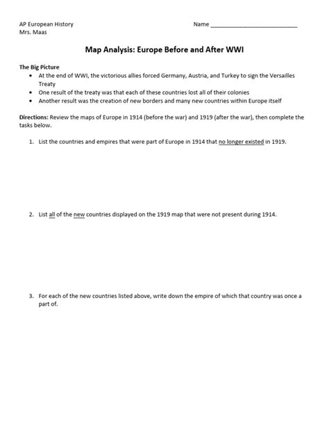 Map Analysis Before After Wwi Pdf