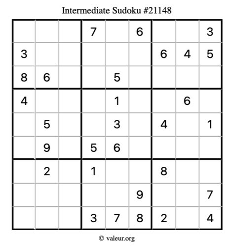Intermediate Sudoku Puzzle 21148