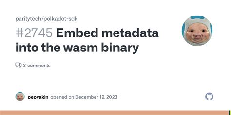 Embed Metadata Into The Wasm Binary · Issue 2745 · Paritytechpolkadot Sdk · Github