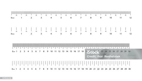 Cm와 인치 눈금자 센티미터 밀리미터 및 인치의 규모를 측정합니다 미터 선이 있는 미터 테이프 기하학적 크기의 길이입니다 수학 및 정확도 측정블랙 단순 눈금자 벡터 눈금자에