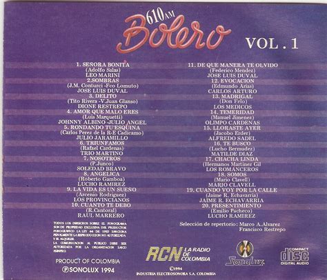 Melodias De Colombia Bolero Rcn Vol 01