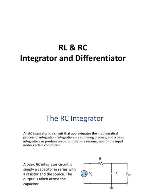 Rl And Rc Integrator And Differentiator Circuit Guide Pdf Electronic Circuits Capacitor