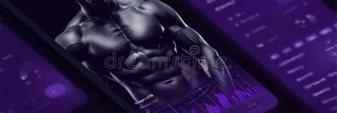 Fitness App User Interface Design Featuring A Muscular Figure Overlay For Workout Tracking And