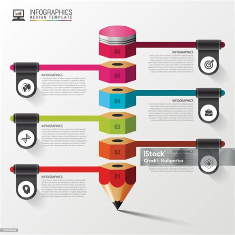 교육 인포그래픽 연필 모양으로 바뀝니다 단계 다이어그램 벡터 디자인 템플릿 교육에 대한 스톡 벡터 아트 및 기타 이미지 교육 구도 기업 재무와 산업 Istock