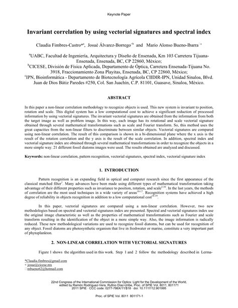 pdf invariant correlation by using vectorial signatures and spectral