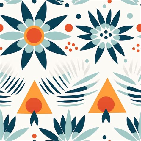 Premium Ai Image A Close Up Of A Pattern With A Triangle And Flowers